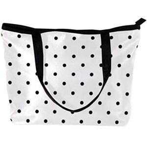 Tote Bag Shoulder Bags Handbags White and Black Polka Dot Satchel Handbags for Women with Inner Pouch