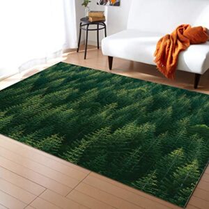 2’7”x 5′ forest area rug,green natrual landscape beautiful tree outdoor indoor washable carpet area+rug for living room,kids/boys/girls bedroom,bathroom,classroom,kitchen,hallway,throw floor mat