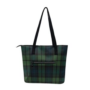 SWEET TANG Women's Soft Waterproof PU Leather Tote Purses Handbags Lightweight Satchel Zipper Shoulder Bags Scottish Tartan Plaid Bag for Business/Travel/Date/Party/Shopping/Beach/School