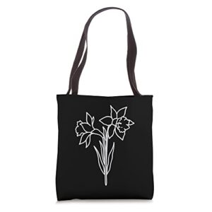 daffodil march birth flower floral minimalist personalized tote bag