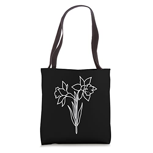 Daffodil March Birth Flower Floral Minimalist Personalized Tote Bag