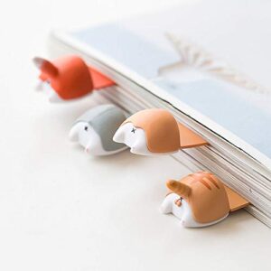 Booluee Cute 3D Animal Butt Bookmarks Cat Corgi Fox Hamster Book Markers Page Markers for Kids Adults Book Lovers School Library Office Home Use (Hamster+Cat+Corgi+Fox)