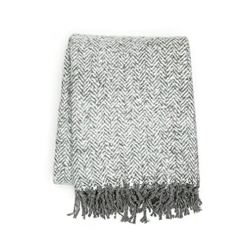 Soft Cashmere Acrylic Throw Blanket Fringe Throw Blanket Lightweight Cozy Shawl Warp Throw Blanket for Bed or Sofa Farmhouse Outdoor Throw Blankets, 51" x 67", Grey