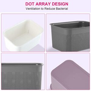 AREYZIN Plastic Storage Bins With Lid Set of 6 Storage Baskets for Organizing Container Lidded Storage Organizer Bins for Shelves Drawers Desktop Closet Playroom Classroom Office, White