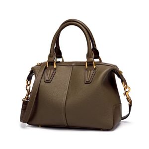 leather top handle tote handbags for women medium satchel purse with shoulder straps (2-brown)