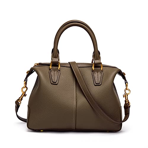 Leather Top Handle Tote Handbags For Women Medium Satchel Purse With Shoulder Straps (2-Brown)