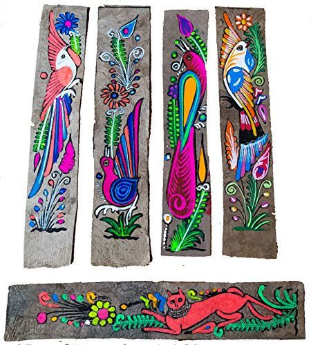 Amate Bookmarks by Jacq & Jürgen 5 Pack Hand Painted Mexican Unique Art