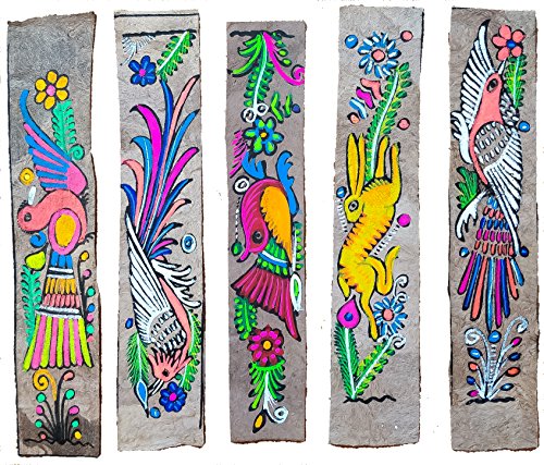 Amate Bookmarks by Jacq & Jürgen 5 Pack Hand Painted Mexican Unique Art