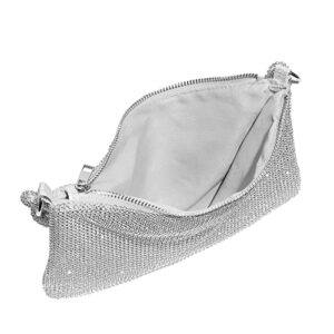 YUWITA Rhinestone Purse for Women Evening Bag Glitter Sparkly Mini Handbags (Silver)