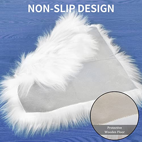 Sibba Faux Fur Area Rugs Chair Pad 12 inch Small Square Cover Seat Fuzzy Cushion Carpet Mat Soft Fluffy Rug Couch for Living Bedroom Sofa Photographing Background Decor