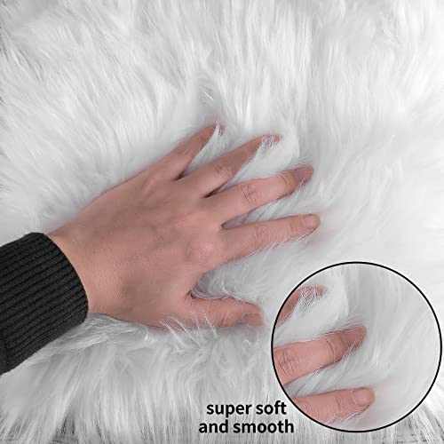 Sibba Faux Fur Area Rugs Chair Pad 12 inch Small Square Cover Seat Fuzzy Cushion Carpet Mat Soft Fluffy Rug Couch for Living Bedroom Sofa Photographing Background Decor