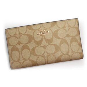 coach slim zip wallet in signature canvas c8714