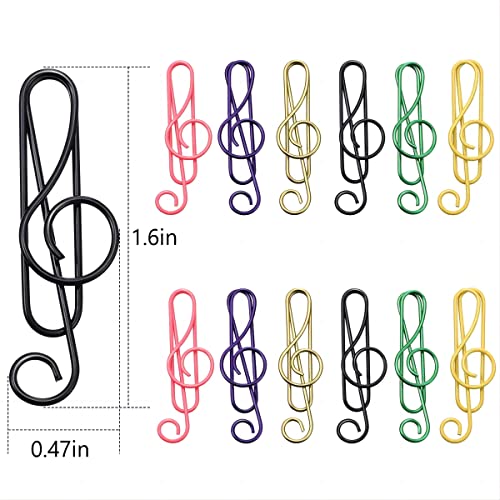 100Pcs Music Multicoloured Metal Paper Clips, Cute Metal Musical Notes Shaped Bookmark Clips for Student Kids Gift Notebook Office Accessories Document Organization