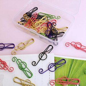 100Pcs Music Multicoloured Metal Paper Clips, Cute Metal Musical Notes Shaped Bookmark Clips for Student Kids Gift Notebook Office Accessories Document Organization