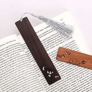 2 Pieces Wood Bookmark for Men Women Book Lovers,Handmade Natural Wooden Carving Bookmarks Box Set ,Unique Gifts for Holiday, Birthday , Teachers Appreciation