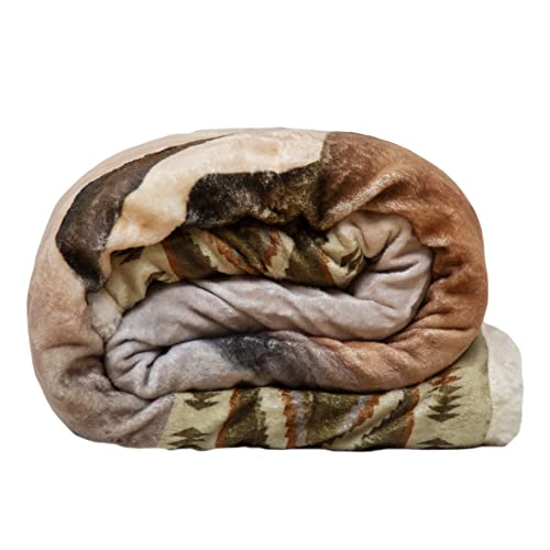 Carstens Wild Horses Western Plush Sherpa Throw Blanket 54'' x 68'', Brown