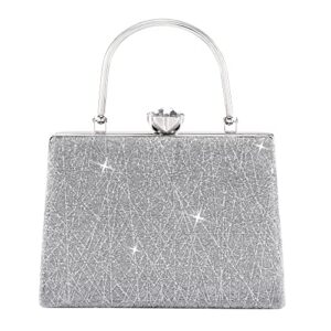 evening party bags for women sparkly clutch purse wedding purses wallet fancy desinger handbags bing glitter shoulder bags with detachable chain for cocktail prom silver small tote bag club purse