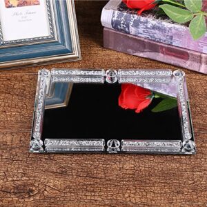 Mirror Crystal Perfume Tray,Crushed Diamond Filled Crystal Glass Tray,Cosmetic Makeup Vanity Tray,Jewelry Trinket Tray,Serving Tray for Home Decorative,Party,Hotel Banquet