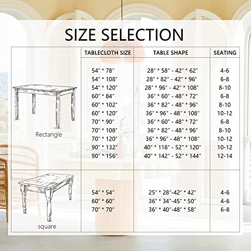 MYSKY HOME 2Pack White Tablecloth 60x84 Inch Rectangle Table Cloth for 4 Feet Table- Wrinkle Resistant Washable Polyester Table Cover for Dining Party and Camping