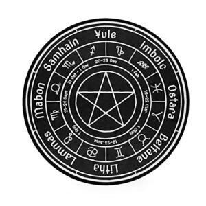 kfbe pentagram twelve constellations round area rug black non slip doormat floor mats carpet for yoga runner playroom living room, short fleece (20810741)