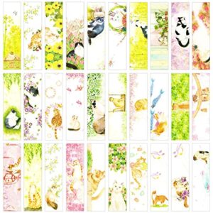 Cat Theme Japanese Style Colorful Bookmarks, 30 PCS (Daily Cat)