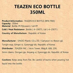 TEAZEN Eco Bottle-12oz 350ml, Reusable Drinking Water Bottle, Lightweight Leak-Proof Design-BPA Free- Wide Mouth & Easy to Clean (Classic)