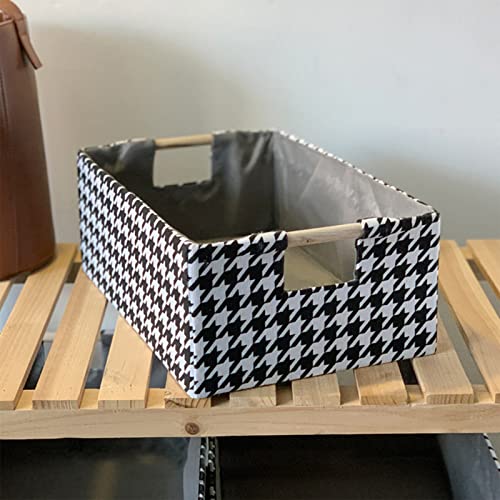 Small Decorative Foldable Storage Box for Use, Storage Basket with Solid Wood Handles, Damp Cloth to Wipe, Fabric NK9