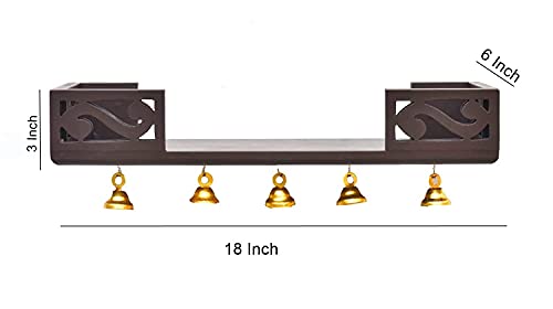 DecorDen Wooden Wall Mount Temple for Home,Wooden Home Temple/Wall Shelf/Pooja Mandir/Pooja Stand/Wooden Mandir/Devghar/Devara/Pooja Shelf/Small Temple for Office (Brown 2)