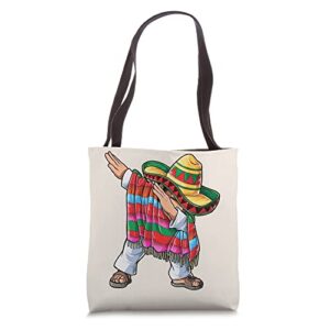 dabbing mexican poncho cinco de mayo boys men sombrero dab tote bag