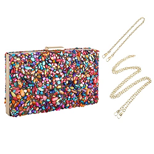 RKROUCO MultiColor Stone Evening Clutch Bag for Women - Elegant and Charming Handbag