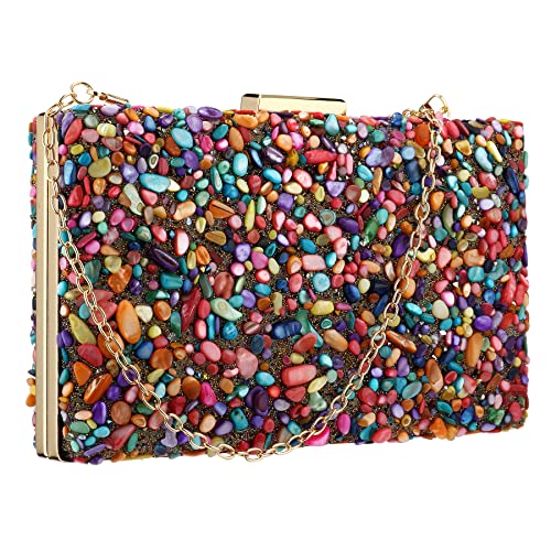 RKROUCO MultiColor Stone Evening Clutch Bag for Women - Elegant and Charming Handbag