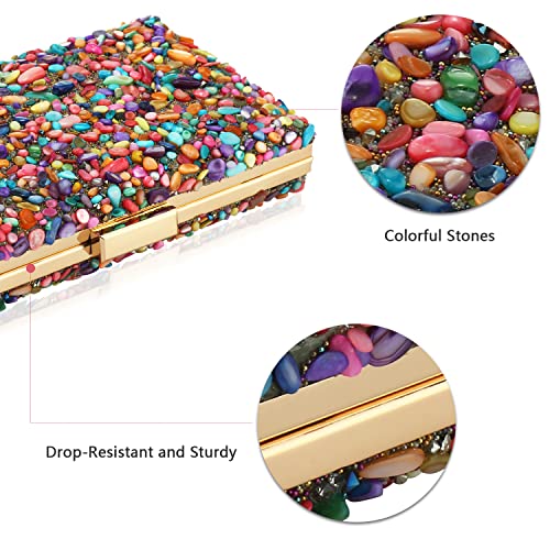 RKROUCO MultiColor Stone Evening Clutch Bag for Women - Elegant and Charming Handbag