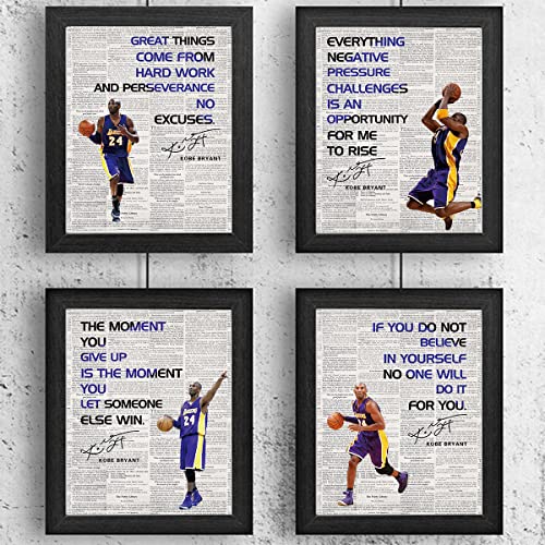 OHOFUN Basketball wall decoration painting, sports wall art gift for Basketball fans, men, boys, for boy's room decor，set of 4, 8 X10 ins UNFRAMED