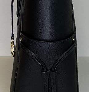 Michael Kors MICHAEL Michel Kors Gilly Large Drawstring Travel Tote bundled with Double Zip Wristlet Purse Hook (Black)