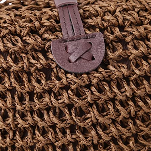 Beach Bag Straw Bags Hand-Woven Straw Bag, Women Handbag Shoulder Bag Straw Weave Tote Purse Lady Beach Hobo Bag Crossbody Coffee