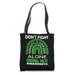 cerebral palsy awareness green leopard print ribbon tote bag