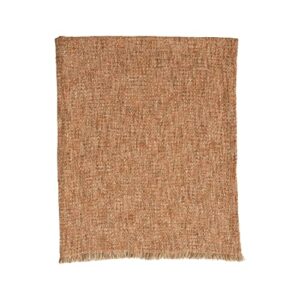 creative co-op woven mélange cotton blend bouclé fringe blanket throw, single, tan