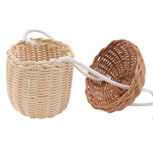 kids miniature easter baskets mini pine cone rattan straw handbags: handwoven women summer retro straw tote bag shoulder bag crossbody bag round handle beach handbags tiny basket tiny basket