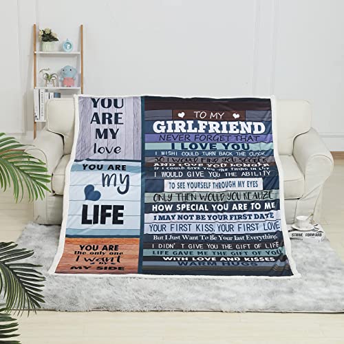 to My Girlfriend Blankets Super Soft Sherpa Throw Blankets for Bed and Couch Anniversary Birthday Valentine's Day Gifts for Girlfriend Gifts for Her