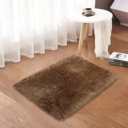 GlowSol Khaki Shaggy Area Rug Soft Solid Faux Fur Area Rug for Bedroom Living Room Plush Floor Carpet for Kids Room Shag Fuzzy Rug ( Khaki, 3×5 ft, Rectangle )