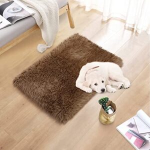 GlowSol Khaki Shaggy Area Rug Soft Solid Faux Fur Area Rug for Bedroom Living Room Plush Floor Carpet for Kids Room Shag Fuzzy Rug ( Khaki, 3×5 ft, Rectangle )