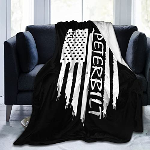 Mapsorting American Flag Peterbilt Soft Throw Blankets for Couch Cozy Lightweight Decorative Blankets for Bed Living Room Travel