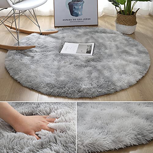 Menoeceus Pink Rug for Bedroom Girls, 4x4 Feet Fluffy Carpet Round Area Rug for Kids Room, Soft Fuzzy Rug Shaggy Rug Baby Girl Room Decor, Nursery Rugs for Dorm