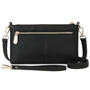 bostanten small purses for women crossbody bags leather wristlet purses envelope clutch purse black