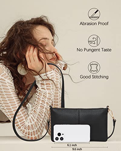 BOSTANTEN Small Purses for Women Crossbody Bags Leather Wristlet Purses Envelope Clutch Purse Black