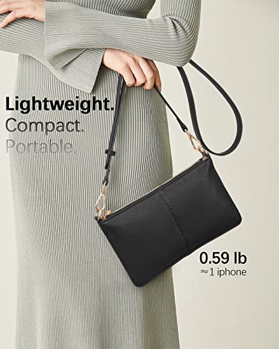 BOSTANTEN Small Purses for Women Crossbody Bags Leather Wristlet Purses Envelope Clutch Purse Black