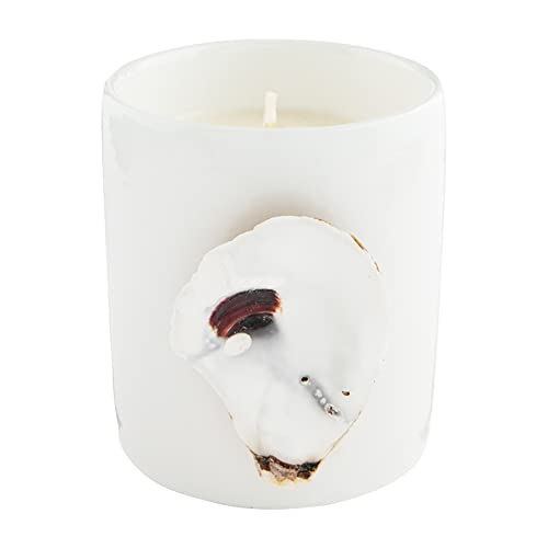 Mud Pie Oyster Ceramic Candle, White, Large, 4" x 3.5"