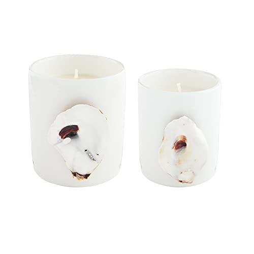 Mud Pie Oyster Ceramic Candle, White, Large, 4" x 3.5"