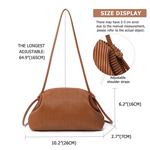 KingTo Clutch Crossbody Purse for Women Soft Cloud Bag Fashion Dumpling Shoulder Handbag Ruched Pouch Bag