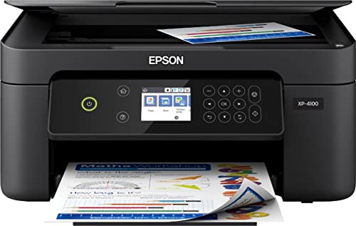 Epson Expression Home XP-4100 All-in-One Wireless Color Inkjet Printer, Black - Print Copy Scan - 10.0 ipm, 5760 x 1440 dpi, 2.4" Color LCD, Auto 2-Sided Printing, Voice-Activated, USB, Wi-Fi Direct